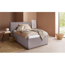 Polsterbett "Isaline", grau (hellgrau), B:133cm L:213cm, 100% Polyester, LeGer Home by Lena Gercke, Betten, Polsterbett ohne Bettkasten Polsterbett, wahlweise ohne Matratze oder mit 3 Matratzenarten, Kopfteilhöhe 107 cm