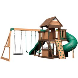 Spielturm BACKYARD DISCOVERY "Cedar Cove" Spieltürme braun (braun, grün) Kinder mit Schaukeln, Rutsche und Aussichtsturm