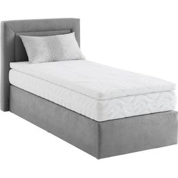 Boxspringbett, grau, B:105cm L:210cm, Westfalia Schlafkomfort, Komplettbetten, Boxspringbett, wahlweise mit Bettkasten und Topper