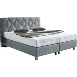 Boxspringbett "Ph&ouml;nix", grau, B:195cm L:210cm, Bezug Bett: Microvelours (100% Polyester) oder Feinstruktur (100% Polyester);Bezug Bonnell-Federkernmatratze: 100% Polyester;Bezug Kaltschaummatratze: 100% Polyester;Bezug Tonnentaschenfederkernmatratze: 80% Baumwolle, 20%Polyester, Westfalia Schlafkomfort, Komplettbetten, Boxspringbett