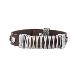 Armband SEVEN-24 "Edelstahl mit braunem Leder" Armbänder Gr. 24cm, Edelstahl, braun Herren