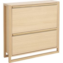 Schuhkommode WOODMAN "NewEst" Sideboards Gr. B/H/T: 100 cm x 100 cm x 28 cm, braun (eichefarben) Breite 64,5 cm, mit 2 Klappen, Holzfurnier aus Eiche