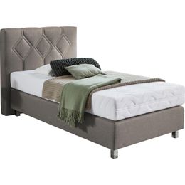 Boxspringbett "Ph&ouml;nix", beige (schwarz, beige), B:105cm L:210cm, Bezug Bett: Microvelours (100% Polyester) oder Feinstruktur (100% Polyester);Bezug Bonnell-Federkernmatratze: 100% Polyester;Bezug Kaltschaummatratze: 100% Polyester;Bezug Tonnentaschenfederkernmatratze: 80% Baumwolle, 20%Polyester, Westfalia Schlafkomfort, Komplettbetten, Boxspringbett