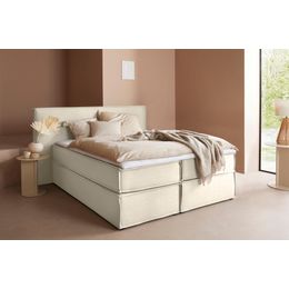 Boxspringbett "Yuma", beige, B:193cm L:213cm, 100% Polyester, LeGer Home by Lena Gercke, Komplettbetten, Boxspringbett, incl. Topper, in 4 Breiten, 3 Matratzenarten und je 2 H&auml;rtegraden