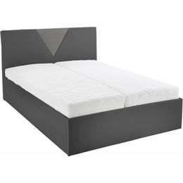 Polsterbett "Malibu", grau (anthrazit, grau), B:152cm L:212cm, Bezug Bett: Kunstleder;Bonnell-Federkernmatratze: 51% Polypropylen, 39% Polyester und 10% Baumwolle;Kaltschaummatratze: 100% Polyester, Bezug abnehm- und waschbar bis 60C, Westfalia Schlafkomfort, Betten, inkl. Bettkasten bei Ausführung mit Matratze