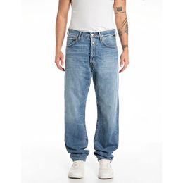 Straight-Jeans Replay "M9Z1 9Zero1 90´s Straight Fit" Gr. 33, Länge 32, blau (medium blau), Herren, Denim/Jeans, Obermaterial: 100% Baumwolle, Jeans, mit Washed-Look