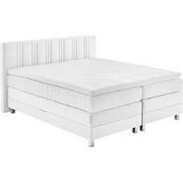 Boxspringbett, weiß, B:195cm L:210cm, Bezug: 100% Polyester;Polsterung: 100% Polyester, Westfalia Schlafkomfort, Komplettbetten, Boxspringbett, wahlweise mit Bettkasten und Topper