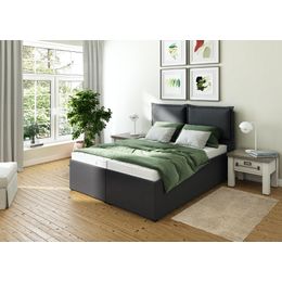 Polsterbett Maintal "Lyara", grau (anthrazit), B:167cm L:215cm, Struktur fein (100% Polyester), Betten, wahlweise ohne Matratze oder mit 3 Matratzenarten zur Auswahl