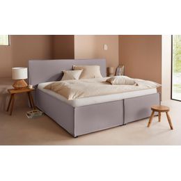 Polsterbett "Isaline", grau (hellgrau), B:213cm L:213cm, 100% Polyester, LeGer Home by Lena Gercke, Betten, Polsterbett ohne Bettkasten Polsterbett, wahlweise ohne Matratze oder mit 3 Matratzenarten, Kopfteilhöhe 107 cm