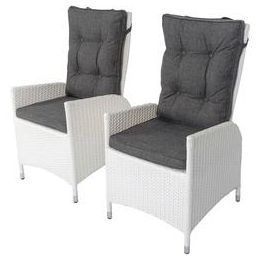 OUTFLEXX 2er Set Dining Sessel, weiß, Polyrattan, 55 x 65 x 112 cm, Rücken stufenlos verstellbar