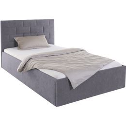 Polsterbett, grau (anthrazit), B:130cm H:98cm L:210cm, Bezug Bett: 100% Polyester;Bonnell-Federkernmatratze: 51% Polypropylen, 39% Polyester, 10% Baumwolle;Kaltschaummatratze: 100% Polyester, Bezug abnehm- und waschbar bis 60C, Westfalia Schlafkomfort, Betten, inkl. Bettkasten bei Ausführung mit Matratze