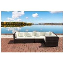 OUTFLEXX Gartenlounge, 5 Pers, braun marmoriert, Polyrattan, wasserfeste Kissenbox