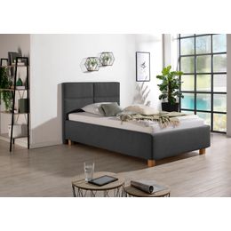 Polsterbett Maintal, grau (anthrazit), B:133 L:214, Betten, Polsterbett ohne Bettkasten Polsterbett, inklusive Bettkasten