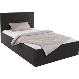 Polsterbett, schwarz, B:130cm H:98cm L:210cm, Bezug Bett: 100% Polyester;Bonnell-Federkernmatratze: 51% Polypropylen, 39% Polyester, 10% Baumwolle;Kaltschaummatratze: 100% Polyester, Bezug abnehm- und waschbar bis 60C, Westfalia Schlafkomfort, Betten, inkl. Bettkasten bei Ausführung mit Matratze