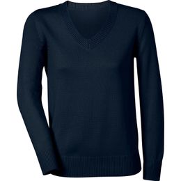 CRÉATION L Damen V-Ausschnitt-Pullover mit Baumwolle marine Größe 40