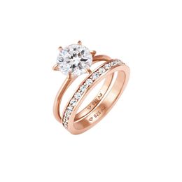 Elli Ring Set Damen Gr&ouml;&szlig;e 54 rosegold / transparent