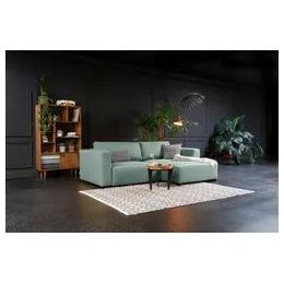 Ecksofa Tom Tailor HOME "HEAVEN STYLE S" Sofas Gr. B/H/T: 242cm x 85cm x 162cm, Struktur fein TBO, Recamiere rechts, ohne Bettfunktion-ohne Bettkasten-Kunststofffuß, grün (mint tbo 53) aus der COLORS COLLECTION, wahlweise mit Bettfunktion & Bettkasten