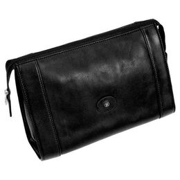 Hans Kniebes HK-Style Kulturtaschen Toilette-Tasche, Amalfi-Vollrindleder, 290 x 185 x 110 mm schwarz