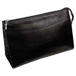 Hans Kniebes HK-Style Kulturtaschen Kulturtasche, echt Rindleder, 295 x 195 x 120 mm schwarz