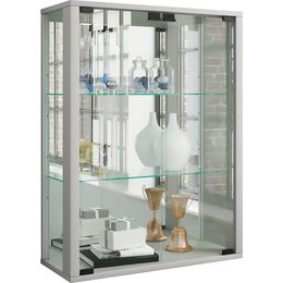 Vcm Wandvitrine "Udina" mit Spiegel inkl. LED-Beleuchtung Silber