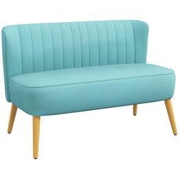 HOMCOM 2-Sitzer Sofa Zweisitzer, Loveseat mit Leinenoptik, Holzbeine, Grün