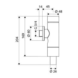 Schell Schellomat Aufputz WC Druckspüler Silent Eco SV, Absperrventil, 3/4", Chrom 022500699