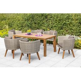 Merxx Imperia Set 7tlg 6 Sessel Kissen Tisch 185x90cm