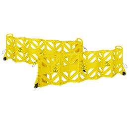 Rubbermaid Absperrzaun aus Polyethylen, mobil, mit 16 beweglichen Elementen, VE 2 Stk, gelb