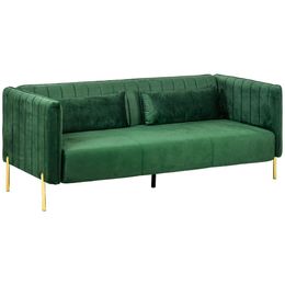 HOMCOM 3 Sitzer Sofa Gästesofa mit 2 Sitzkissen, dreier Couch mit Armlehne, Grün