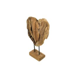 HSM Collection Holzskulptur Herz Teak Wurzelholz, 28x9x42 cm Natur