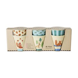 Rice Kinderbecher 6er Set Happy Forest, Small, blau, 160ml