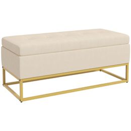 HOMCOM Sitzbank mit Stauraum beige 110L x 44B x 49H cm