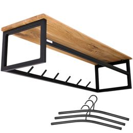 holz4home® Wandgarderobe mit Ablage aus Eiche und Metall - Kleidergarderobe Flur mit Baumkante