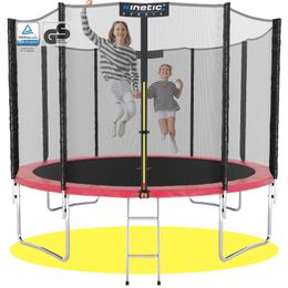 KINETIC SPORTS Trampolin Outdoor SALTO Ø 183/244/305/366/400/430/490 cm -TÜV Rheinland geprüft, Kindertrampolin Set mit Netz, Randpolster, USA Sprungtuch - Gartentrampolin, bis zu 160kg Pink Ø 310 cm Ø 310 cm, Pink