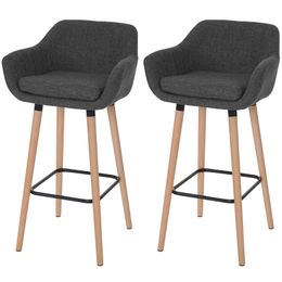 MCW 2er-Set Barhocker Vaasa T381, Barstuhl Tresenhocker ~ Textil, dunkelgrau