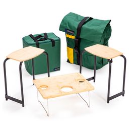 PICKNICO Picknick Tisch Set + Hocker Rucksack Kühltasche Camping Alu Bambus Holz