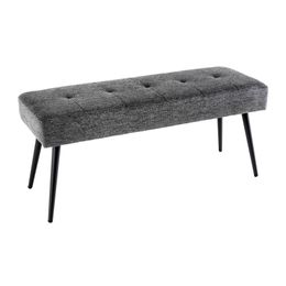 Riess Ambiente riess-ambiente Sitzbank BOUTIQUE - 100cm grau Strukturstoff schwarze Metallbeine