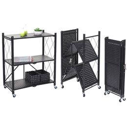 Regal MCW-J85, Standregal Wohnregal, faltbar/klappbar Stahl ~ schwarz, 3 Ebenen