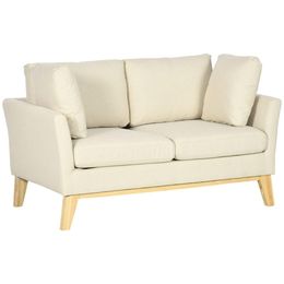 HOMCOM 2-Sitzer Sofa Doppelsofa in Leinenoptik, Zweisitzer mit Kissen bis 150 kg