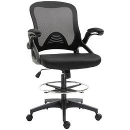 Vinsetto Mesh Ergonomischer Bürostuhl mit Rollen drehbar, schwarz