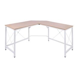 HOMCOM Computertisch L-Form Eckschreibtisch Winkelschreibtisch MDF Natur 150 x 150 x 76 cm