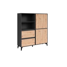 ByLiving BLACKWOOD Highboard, Breite 126 cm, anthrazit, Eiche-Optik