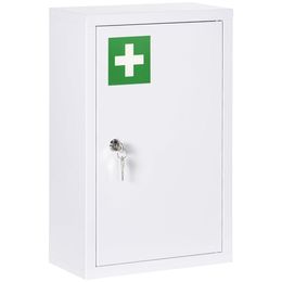 kleankin Medizinschrank, Apothekerschrank mit 3 Schichten, 2 Schlüsseln, Stahl