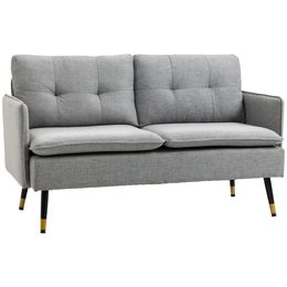 HOMCOM Zweisitzer 2-Sitzer Sofa mit Kissen, Loveseat mit Leinenoptik Doppelsofa