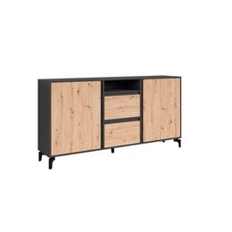 ByLiving BLACKWOOD Sideboard, Breite 180 cm, anthrazit, Eiche-Optik