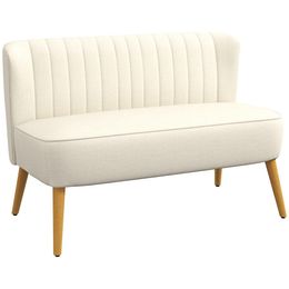 HOMCOM Sofa 2-Sitzer Stoffsofa Couch Polstersofa Loungesofa breit Cremeweiß