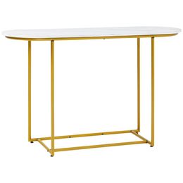 HOMCOM Konsolentisch Flurtisch Moderner Beistelltisch Sofatisch Stahl, Weiß+Gold