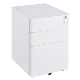 Vinsetto Rollcontainer, mobiler Aktenschrank mit 3 Schubladen, Büroschrank, Aufbewahrung, Stahl, Weiß, 39 x 4