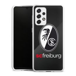 DeinDesign Galaxy A33 5G Handy Silikon H&uuml;lle Case wei&szlig; Handyh&uuml;lle Lettering Sc Freiburg Logo Silikon Case