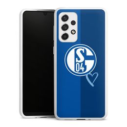 DeinDesign Galaxy A33 5G Handy Silikon H&uuml;lle Case wei&szlig; Handyh&uuml;lle Fc Schalke 04 Heart Silikon Case